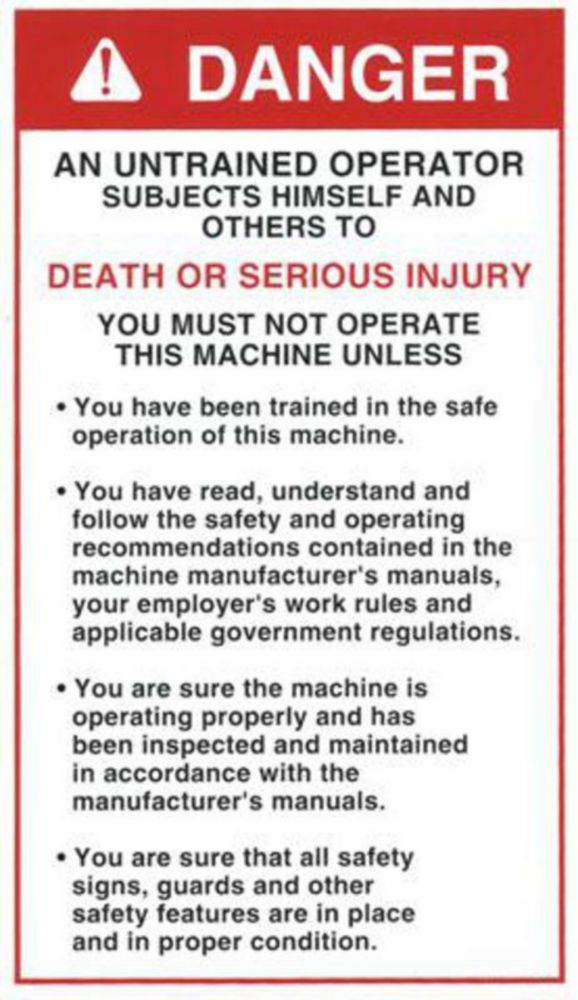 DECAL, UNTRAINED OPERATOR | Custom Truck One Source