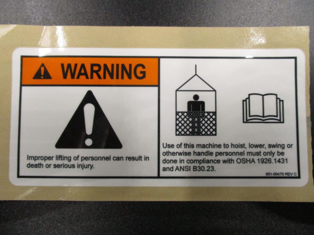 DECAL, PERSONNEL LIFTING, WHIT | Custom Truck One Source