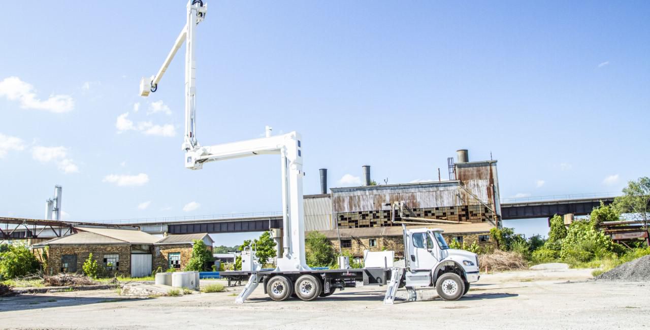 107 ft Transmission Bucket Truck Rental - Custom Truck One Source