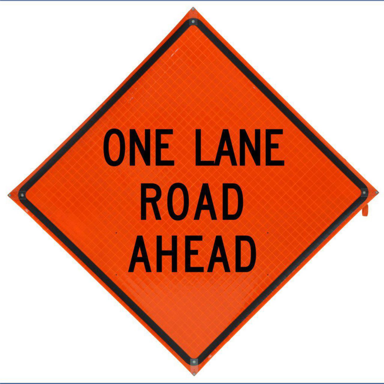 Bone Safety One Lane Road Ahead (RUS) Sign, w/ Ribs