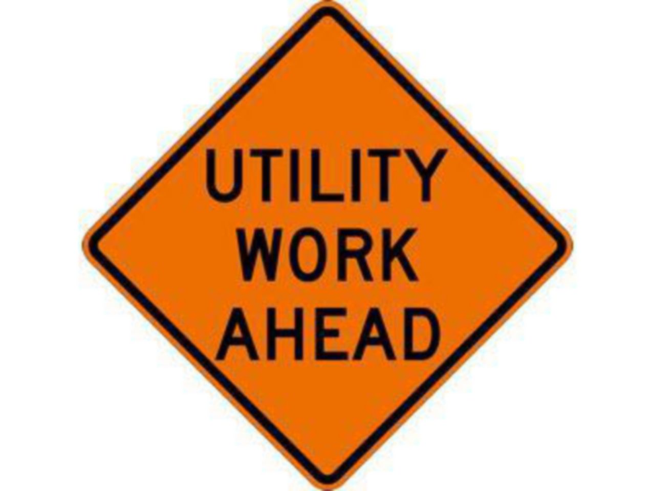 Dicke Superbright Reflective Orange Roll-Up Sign - "Utility Work Ahead ...